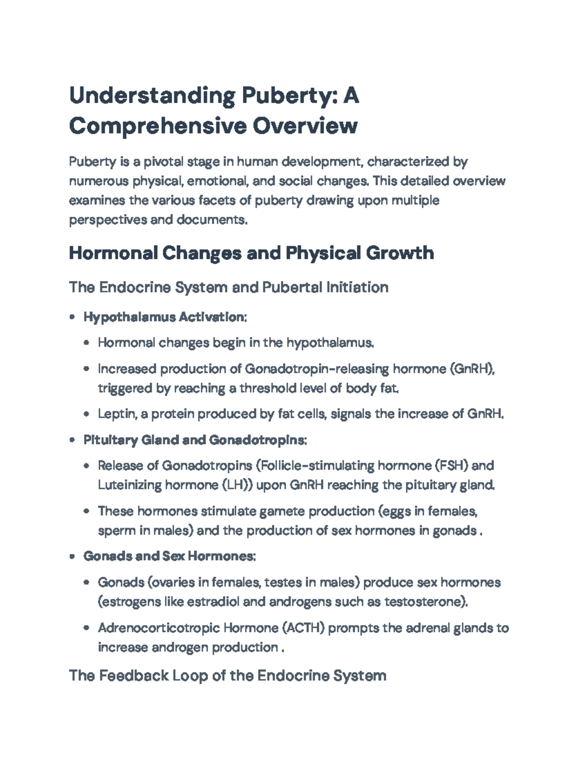 Comprehensive Overview of Puberty: Biological and Cultural Insights ...