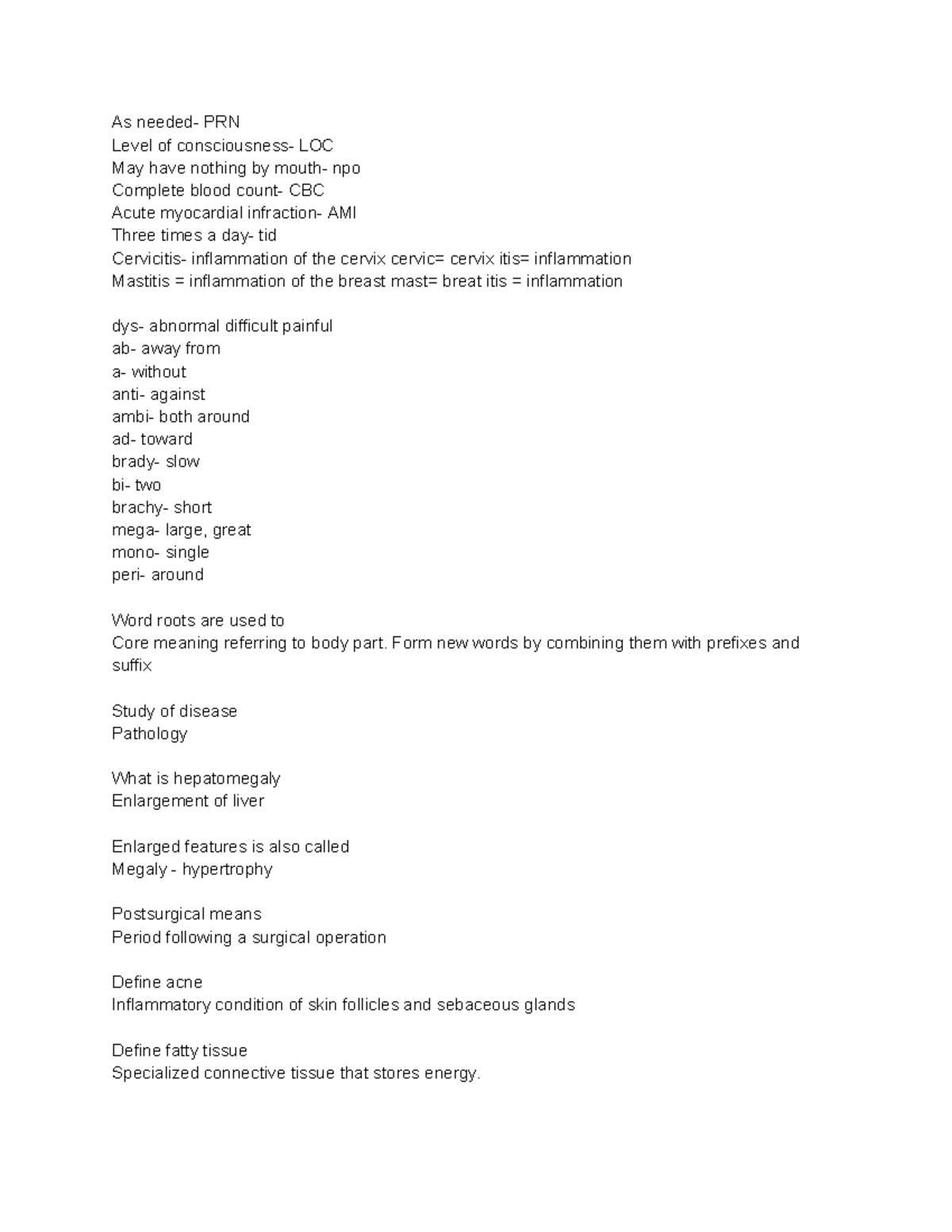 Medical Terminology Study Guide: Key Terms & Definitions (MED 101 ...