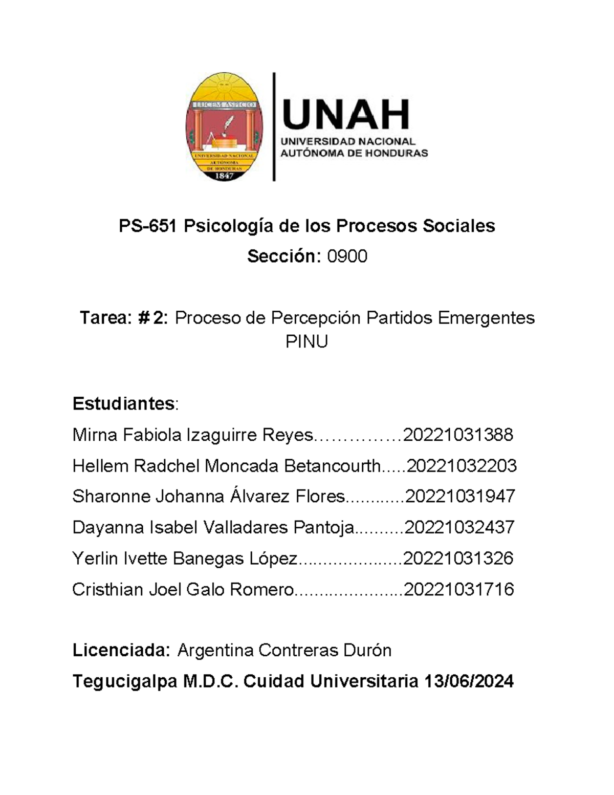 PS-651 Informe: Percepción y Propuestas del Partido PINU-SD - Studocu
