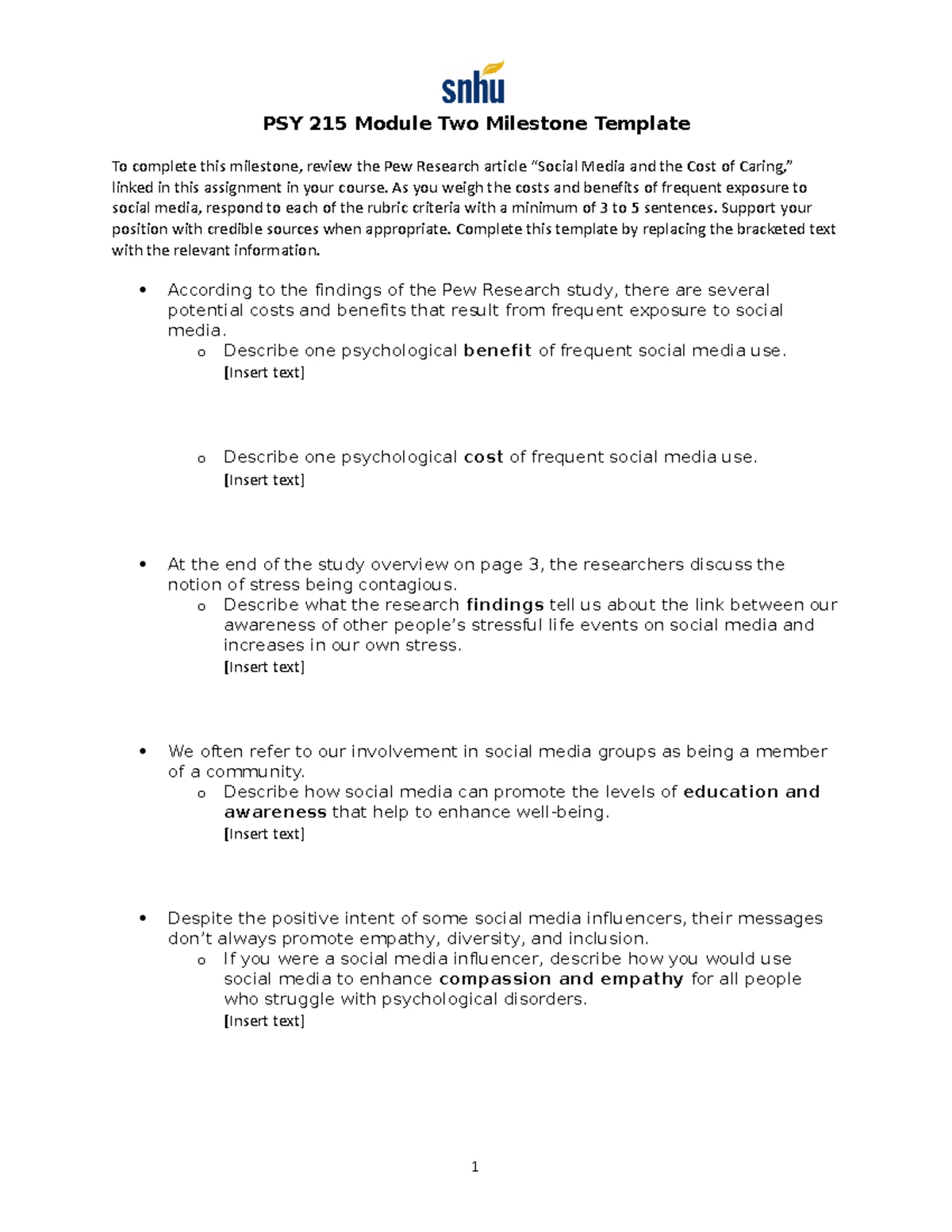 Psy 215 Module One Milestone Template Completed Psy 215 Module One Milestone Template Using