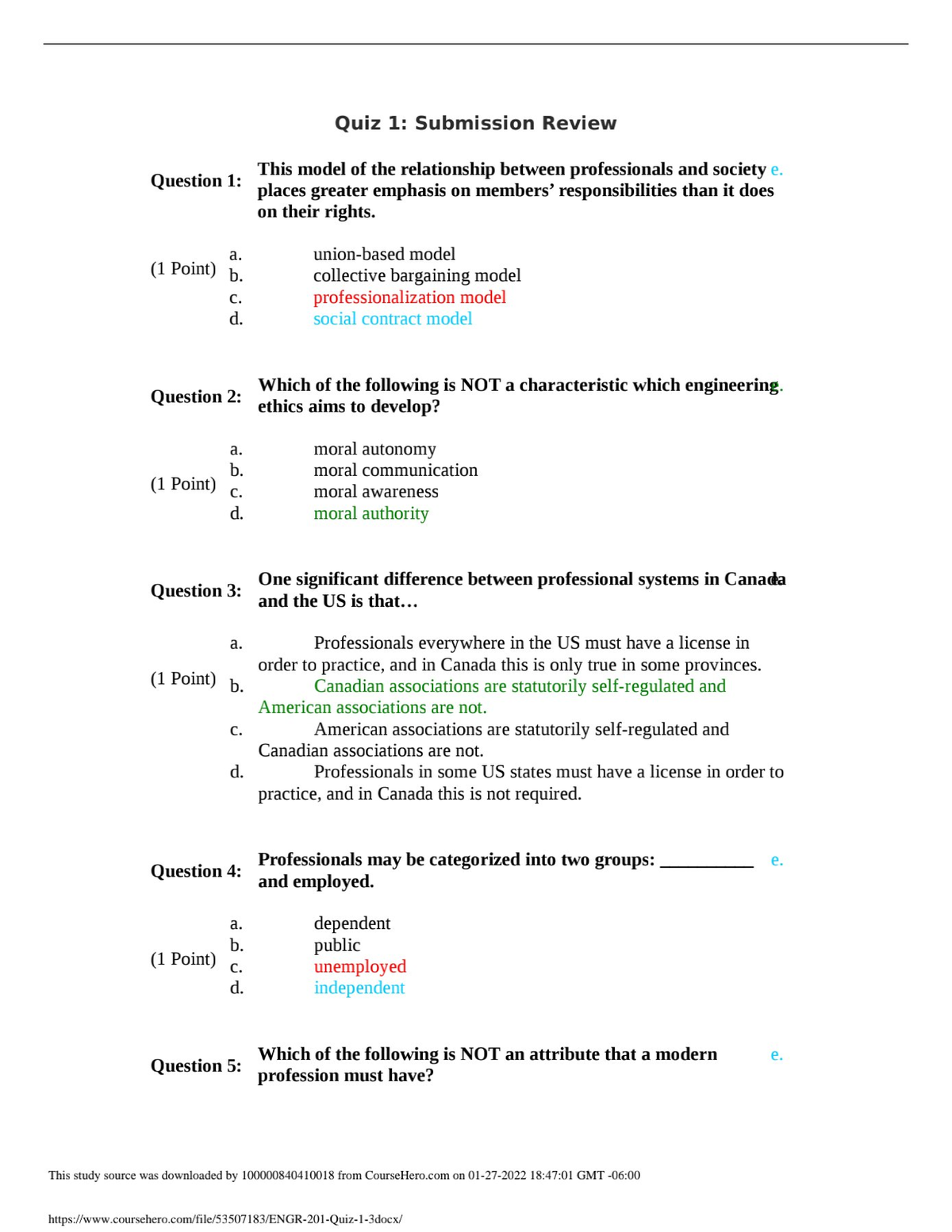 ENGR 201 Quiz 1 Review and Study Guide - Studocu
