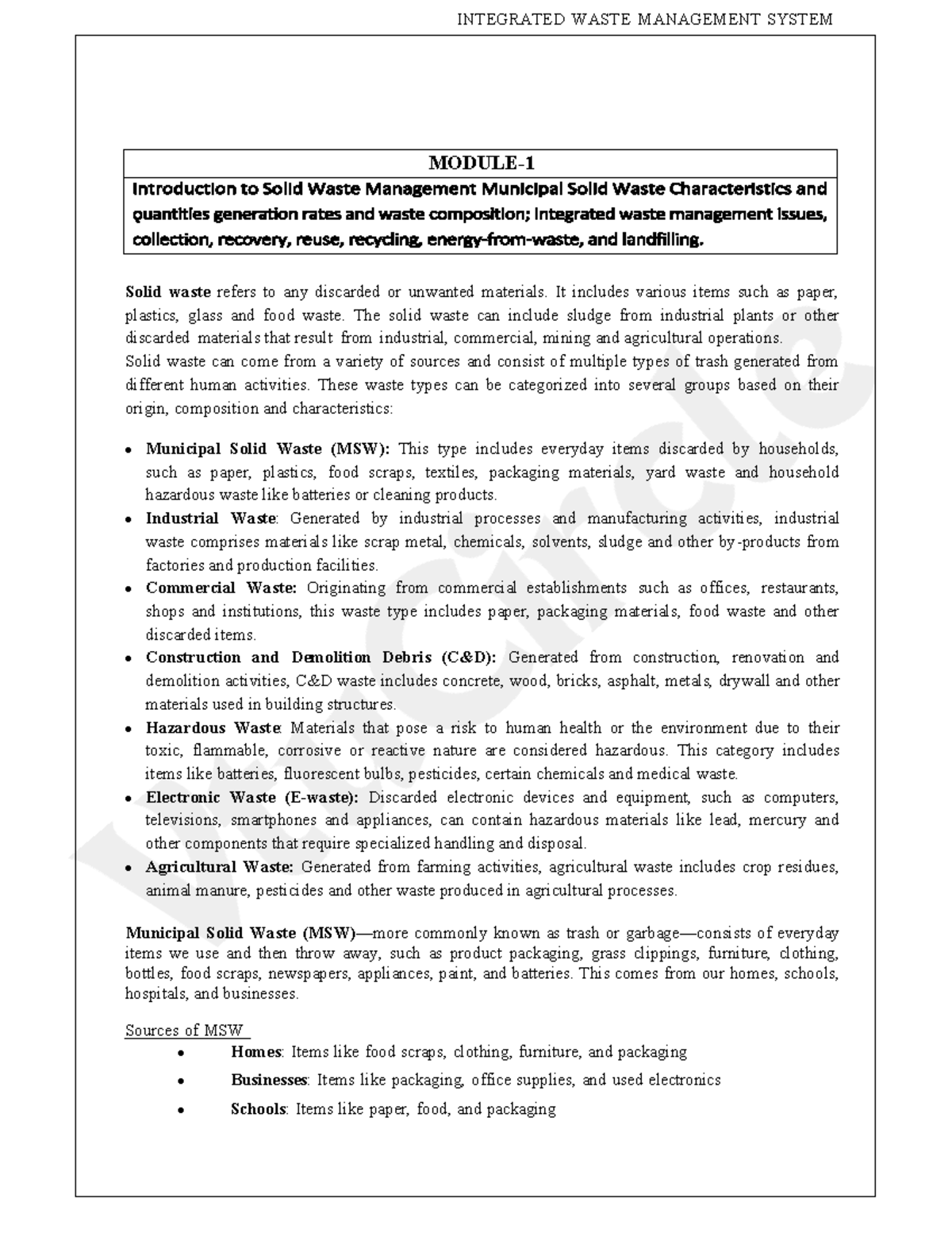 BCV654C Integrated Waste Management System Overview and Analysis - Studocu