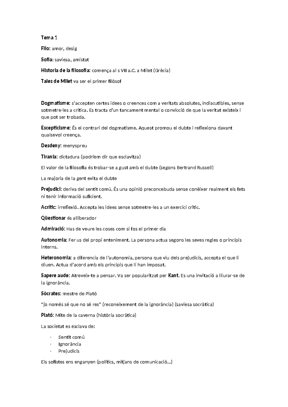 Filosofia: Temes Clau i Conceptes (FILO101) - Studocu