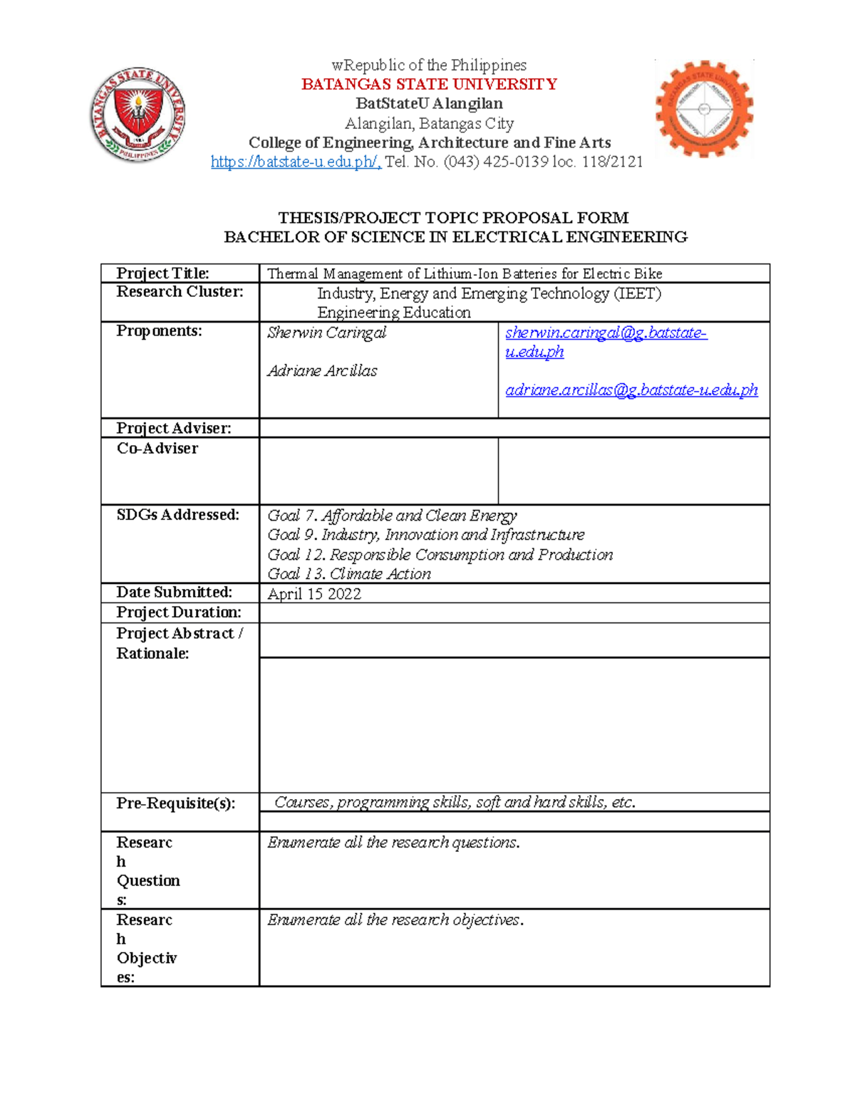 Group 1 - Activity No. 2: Research Capsule Proposal for EE Program ...