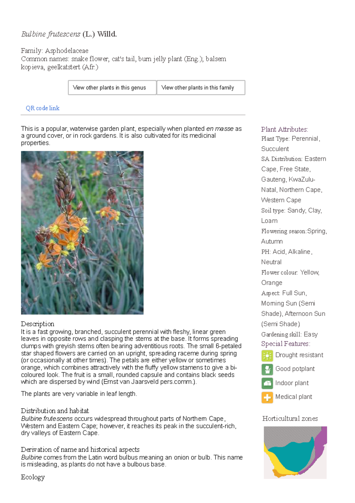 Bulbine frutescens: A Comprehensive Guide to Cultivation and Care - Studocu