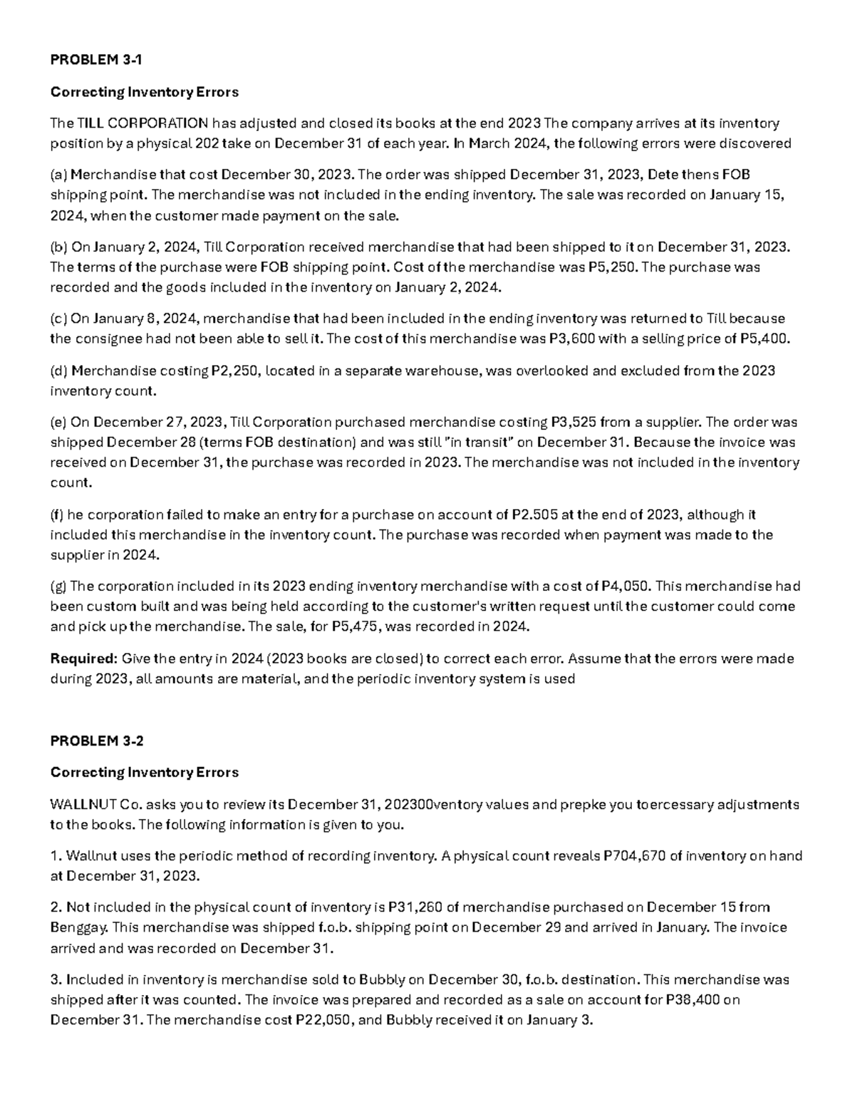 Correcting Inventory Errors: Audit of Inventories (2023) - Studocu