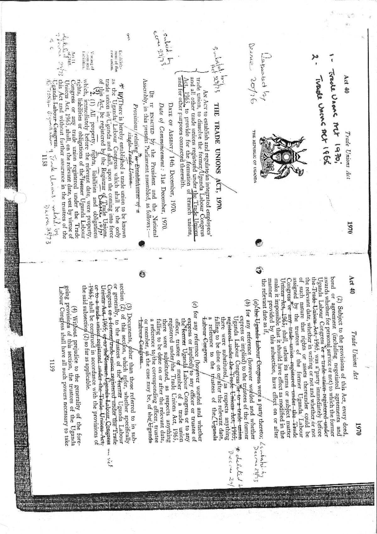 Act 40 Trade Unions Act 1970 - Comprehensive Study Notes - Studocu