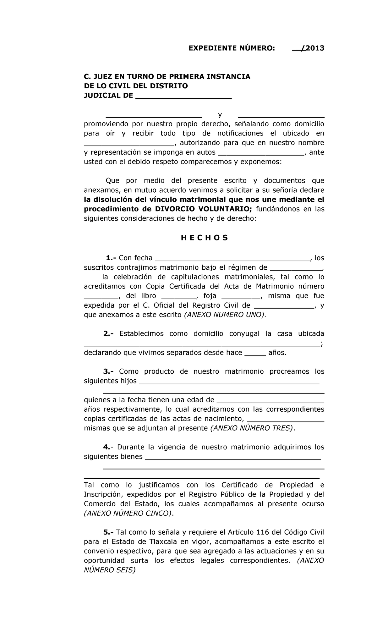 Papeles De Divorcio En Blanco