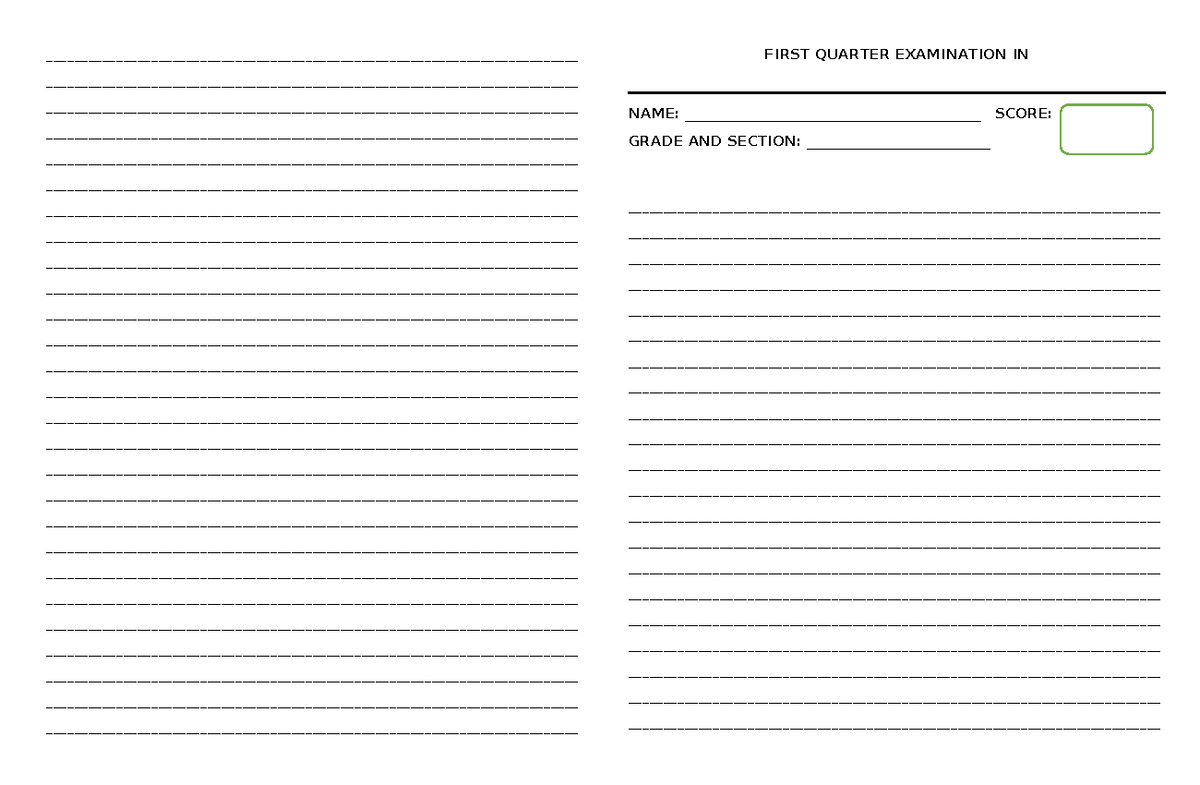 EXAM Booklet