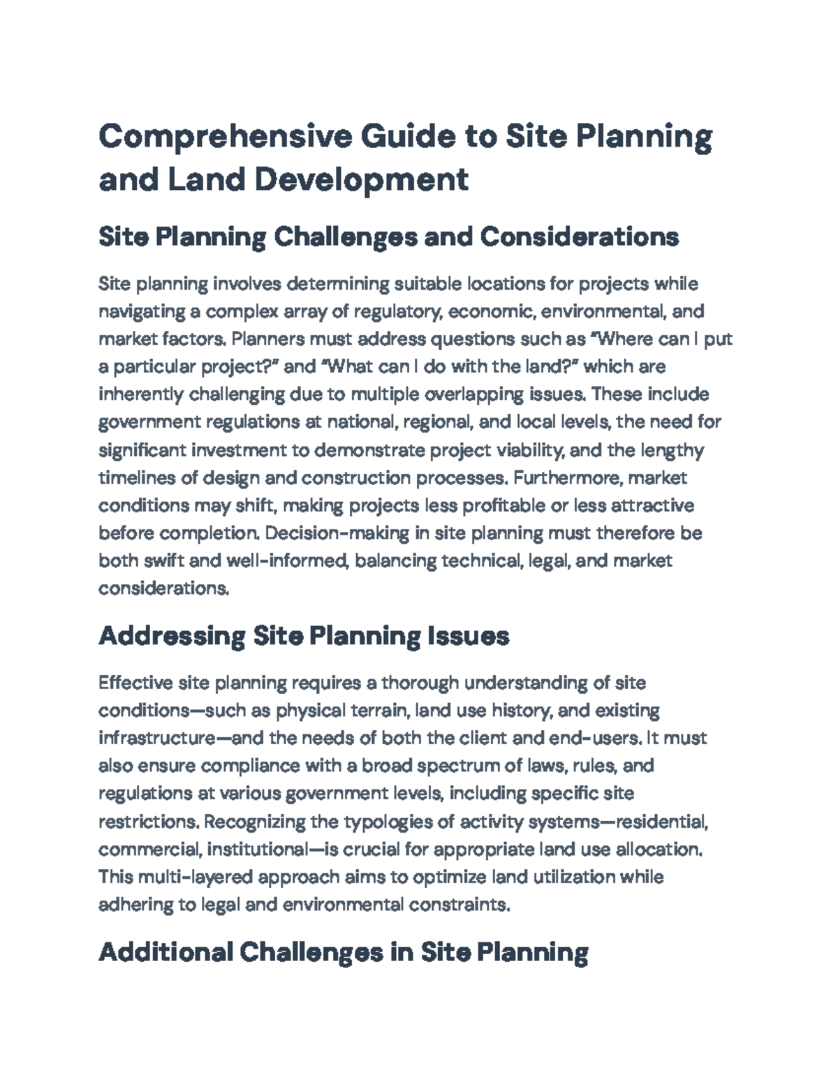 Comprehensive Guide to Site Planning & Land Development Strategies ...