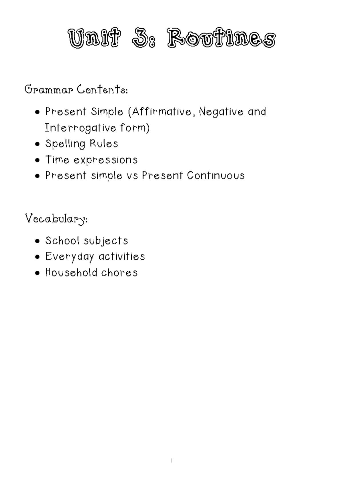 Unit 3: Present Simple Grammar & Vocabulary Review - Studocu