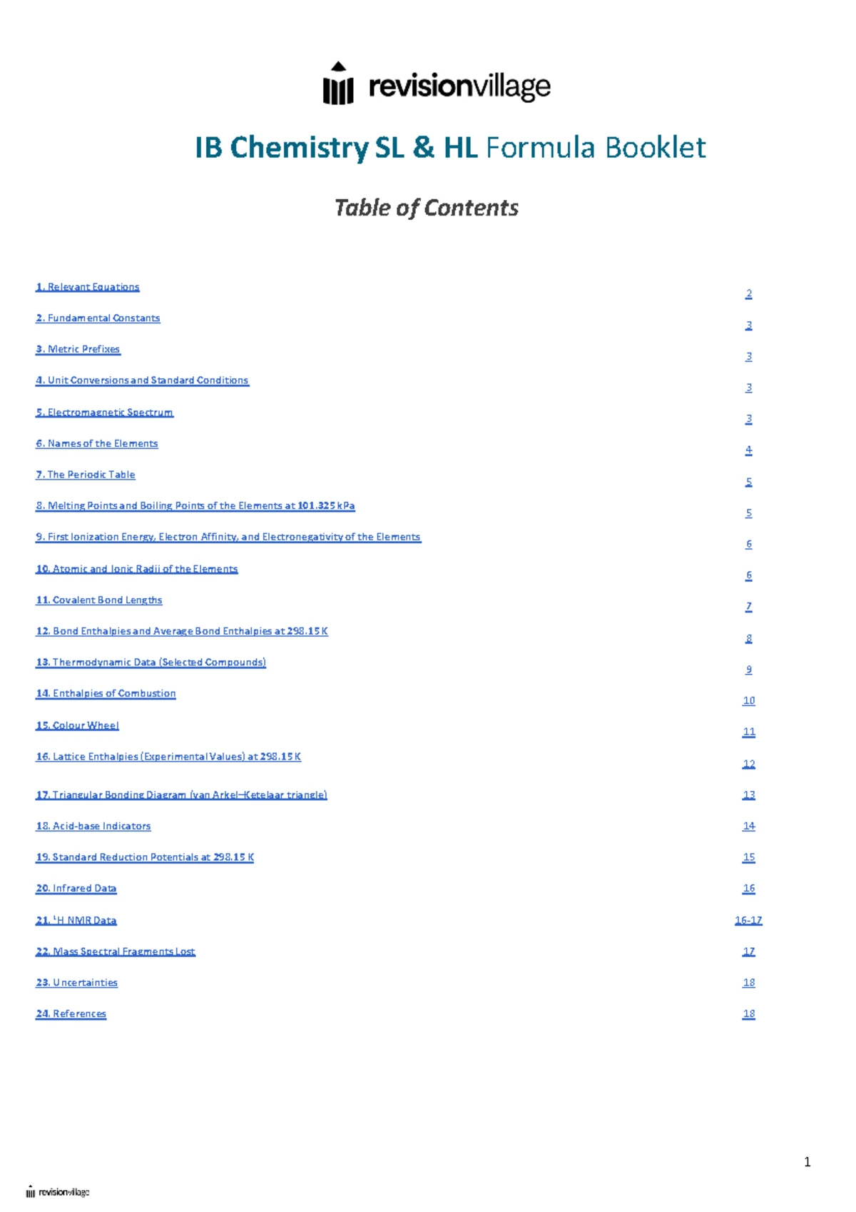 CHEM DATA Booklet DP 2025: First Assessment Edition - Studocu