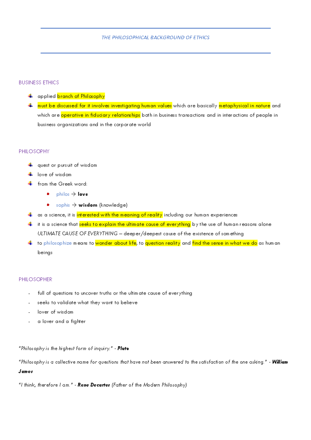 Chapter 2: Ethics - Key Concepts and Theories in Business Ethics - Studocu