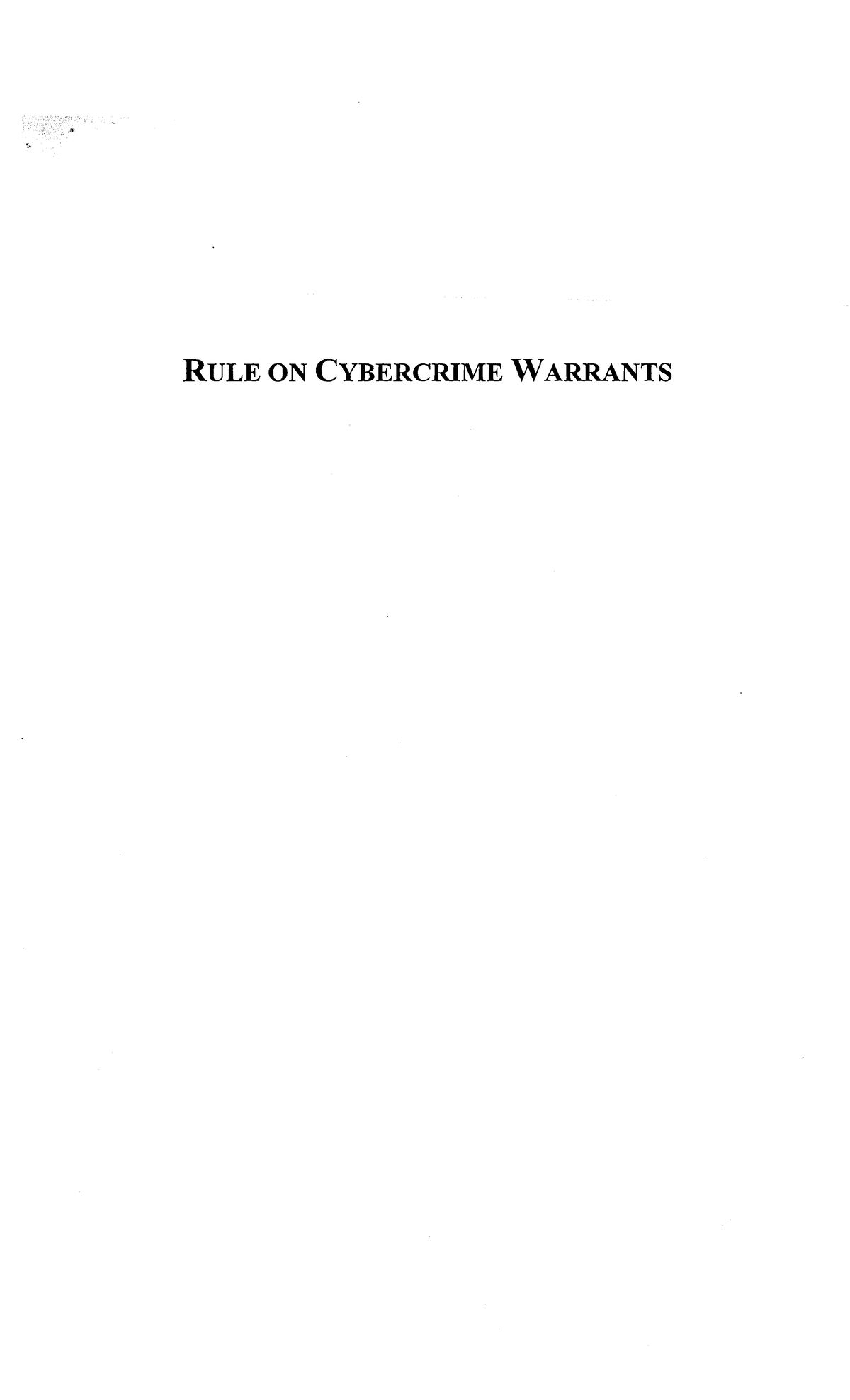 A.M. No. 10175: Rule on Cybercrime Warrants and Computer Data ...