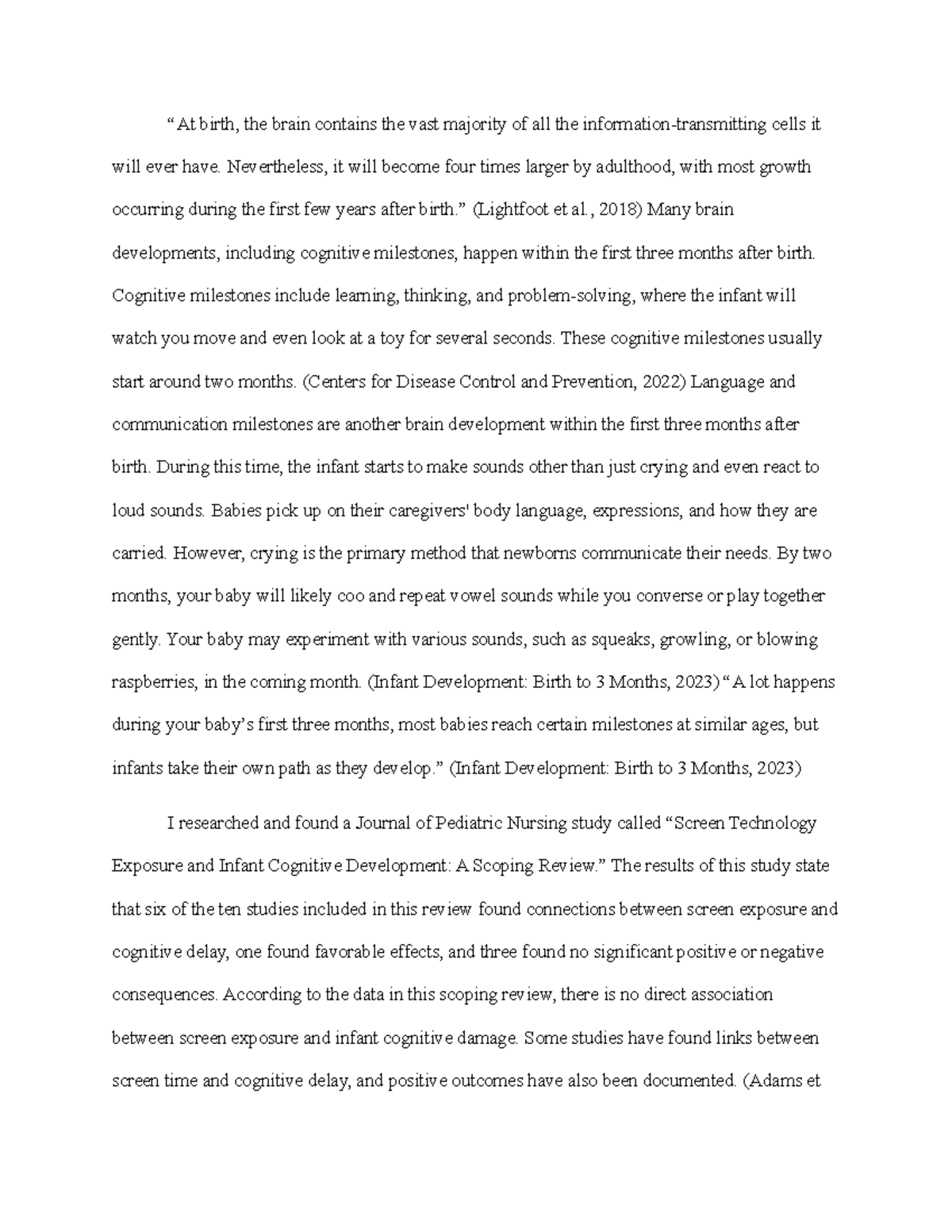 Child development 3-1 discussion - “At birth, the brain contains the ...