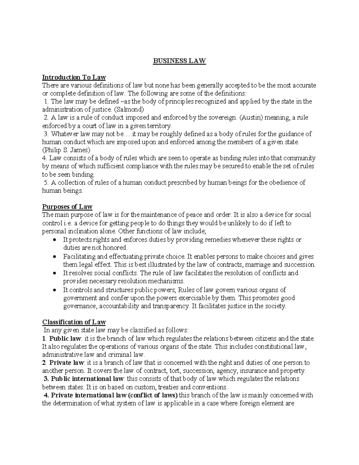 BUSINESS LAW C: Introduction to Law and Contract Principles - Studocu