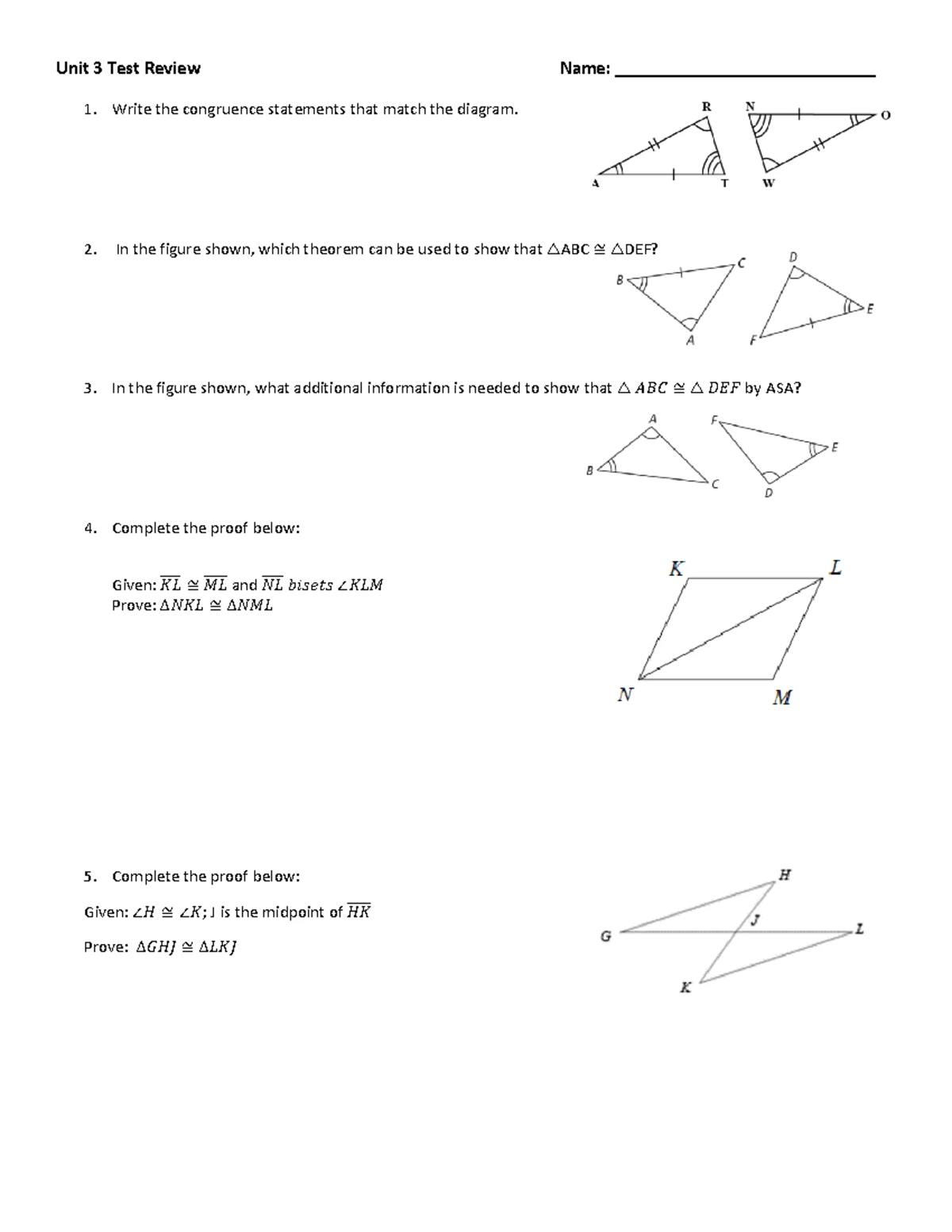 Triangle Congruence Proofs - Geometry 3.7 - Studocu
