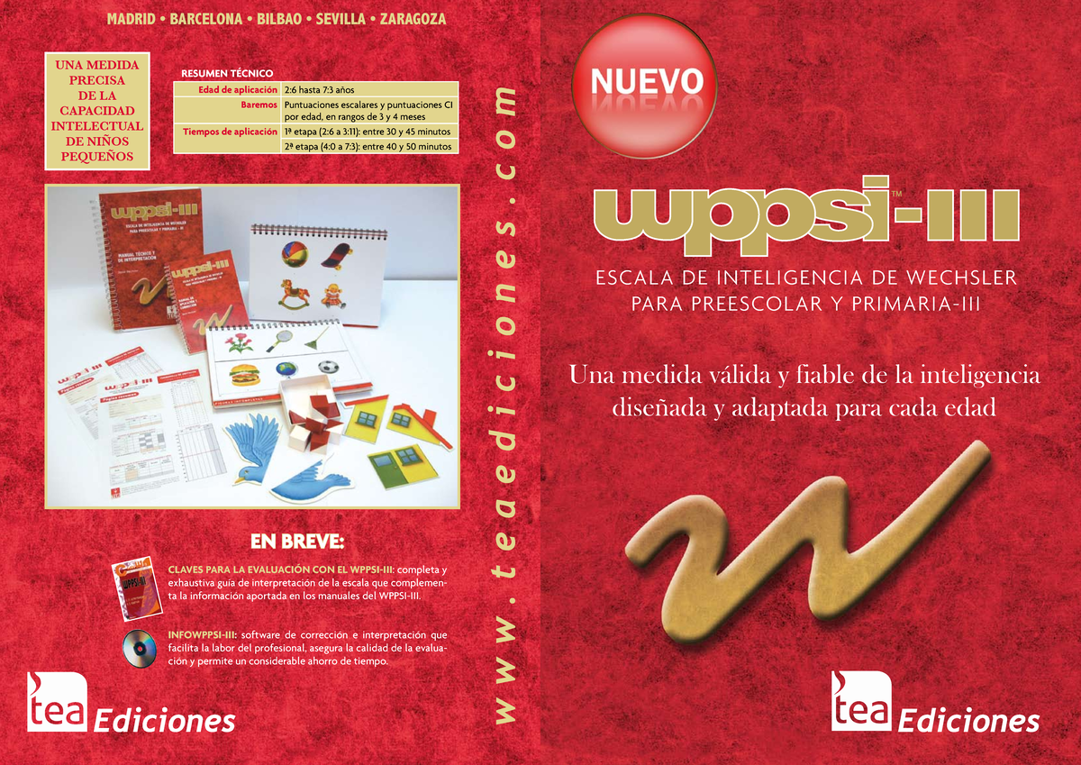 Guía de Evaluación WPPSI-III para Preescolar y Primaria - Studocu