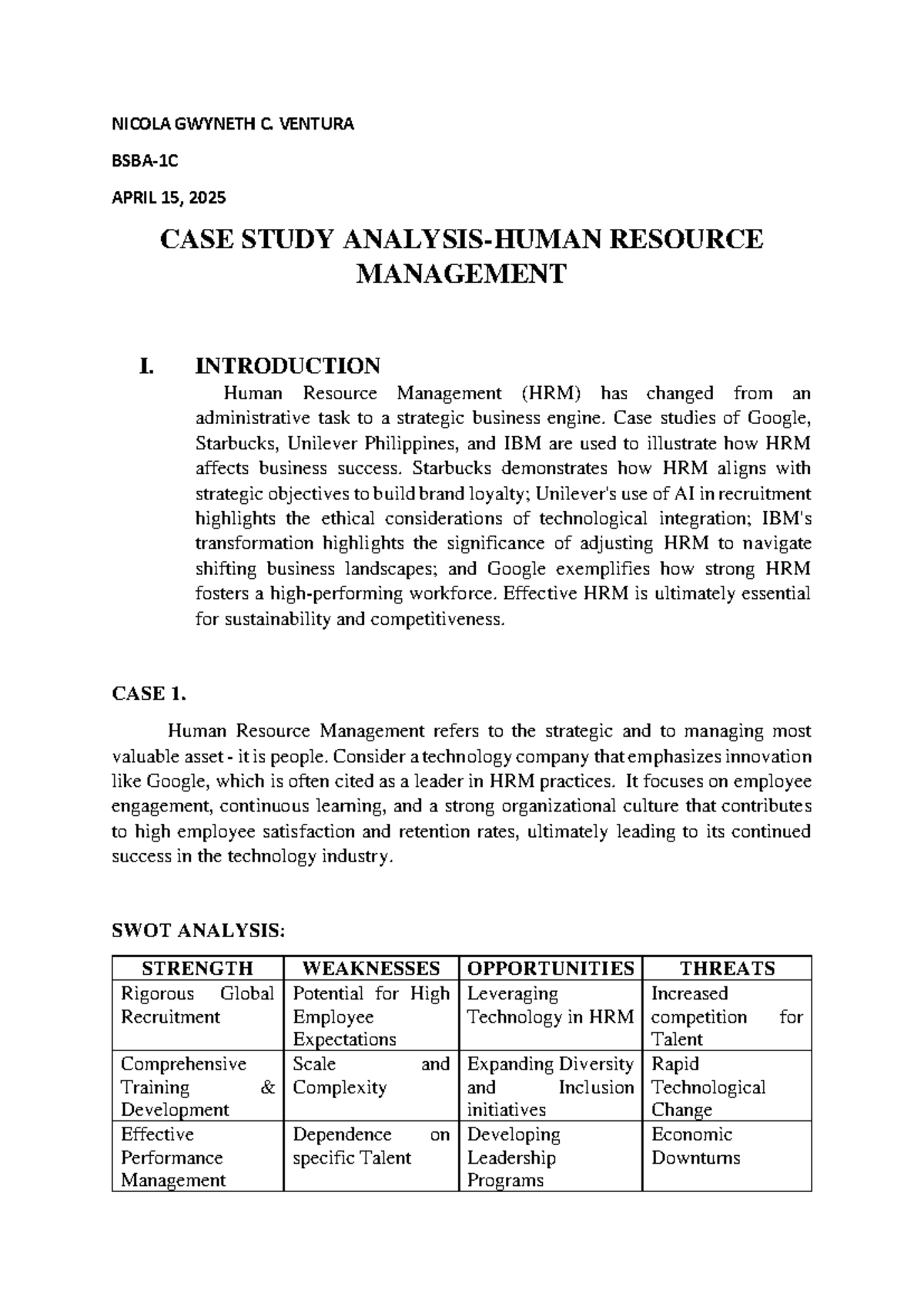 Case Study: HRM Strategies in Resource Management I - Ventura 2025 ...