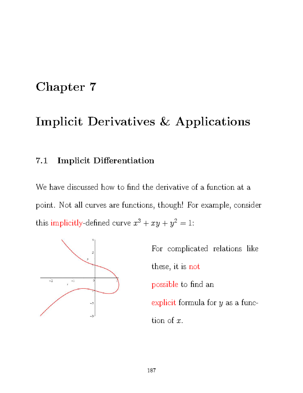 Chapter 7: Implicit Derivatives & Their Applications (p. 187-202) - Studocu