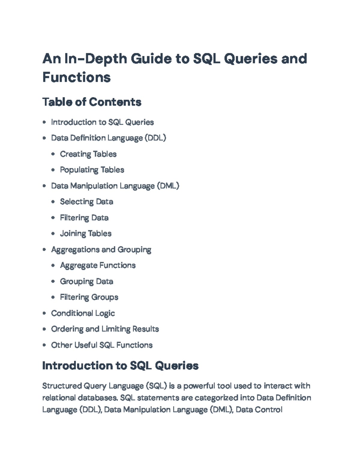 SQL Queries and Functions: A Comprehensive Guide for UMD Students - An In-Depth Guide to SQL ...