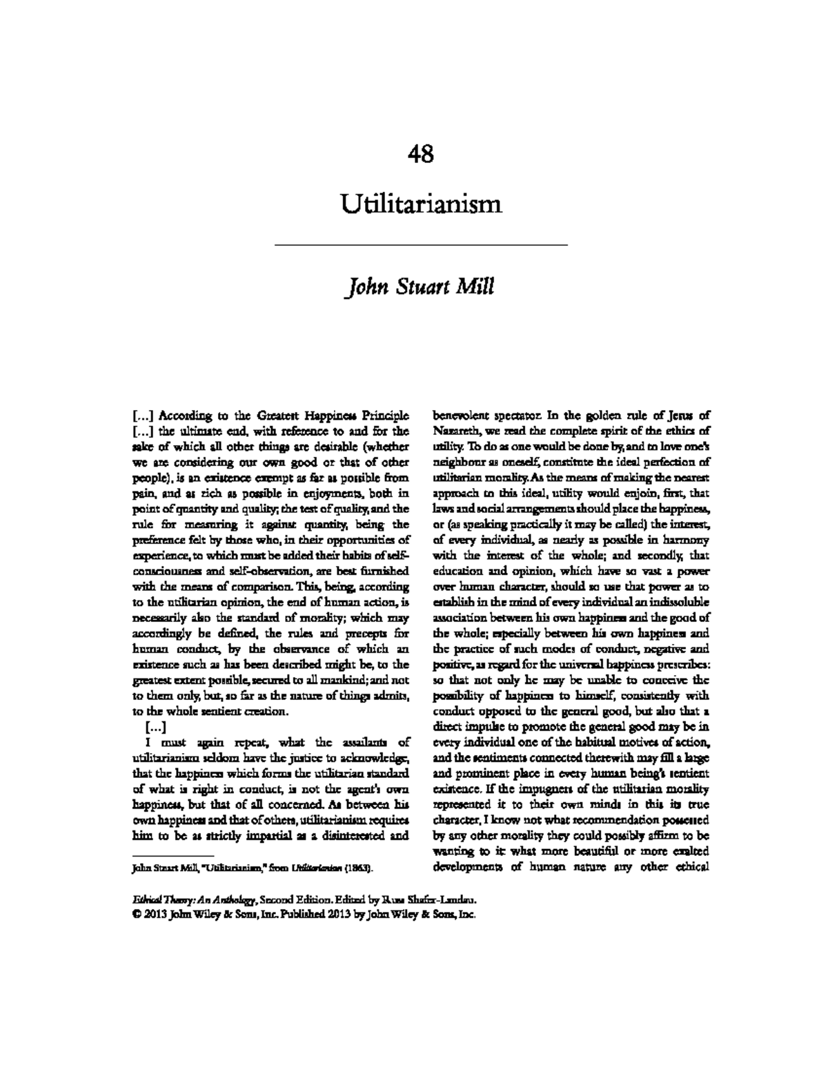 Utilitarianism: An Analysis of John Stuart Mill's Ethical Theory - Studocu