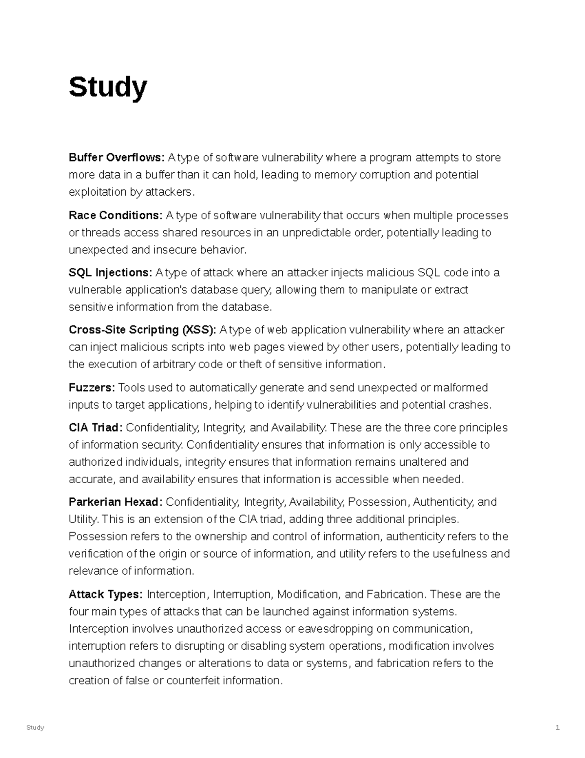 Study Material For Wgu D430 Study Buffer Overflows A Type Of