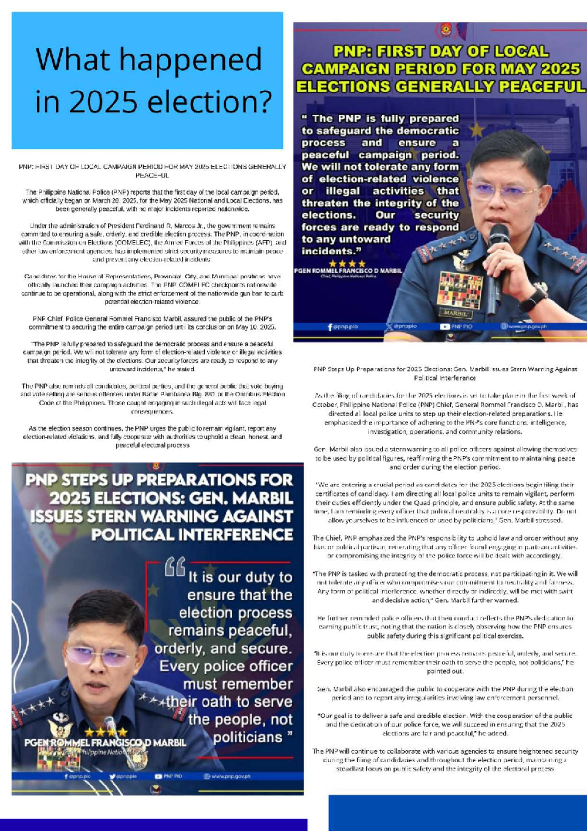 PNP Preparedness for May 2025 Elections: Peaceful Campaign Period - Studocu