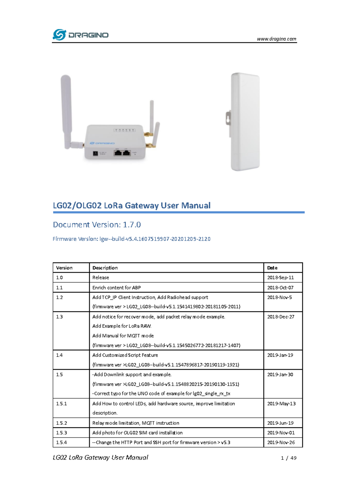 LG02 LoRa Gateway User Manual v1.7.0: Features & Configuration Guide ...