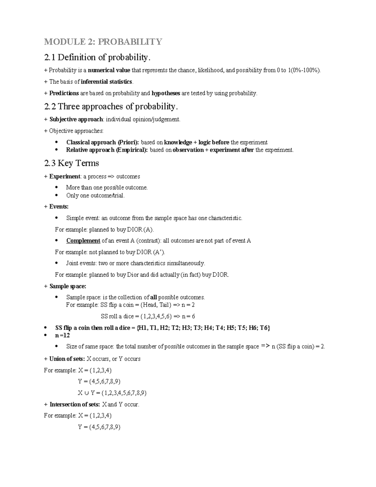 business statistics module 2 - MODULE 2: PROBABILITY 2 Definition of ...