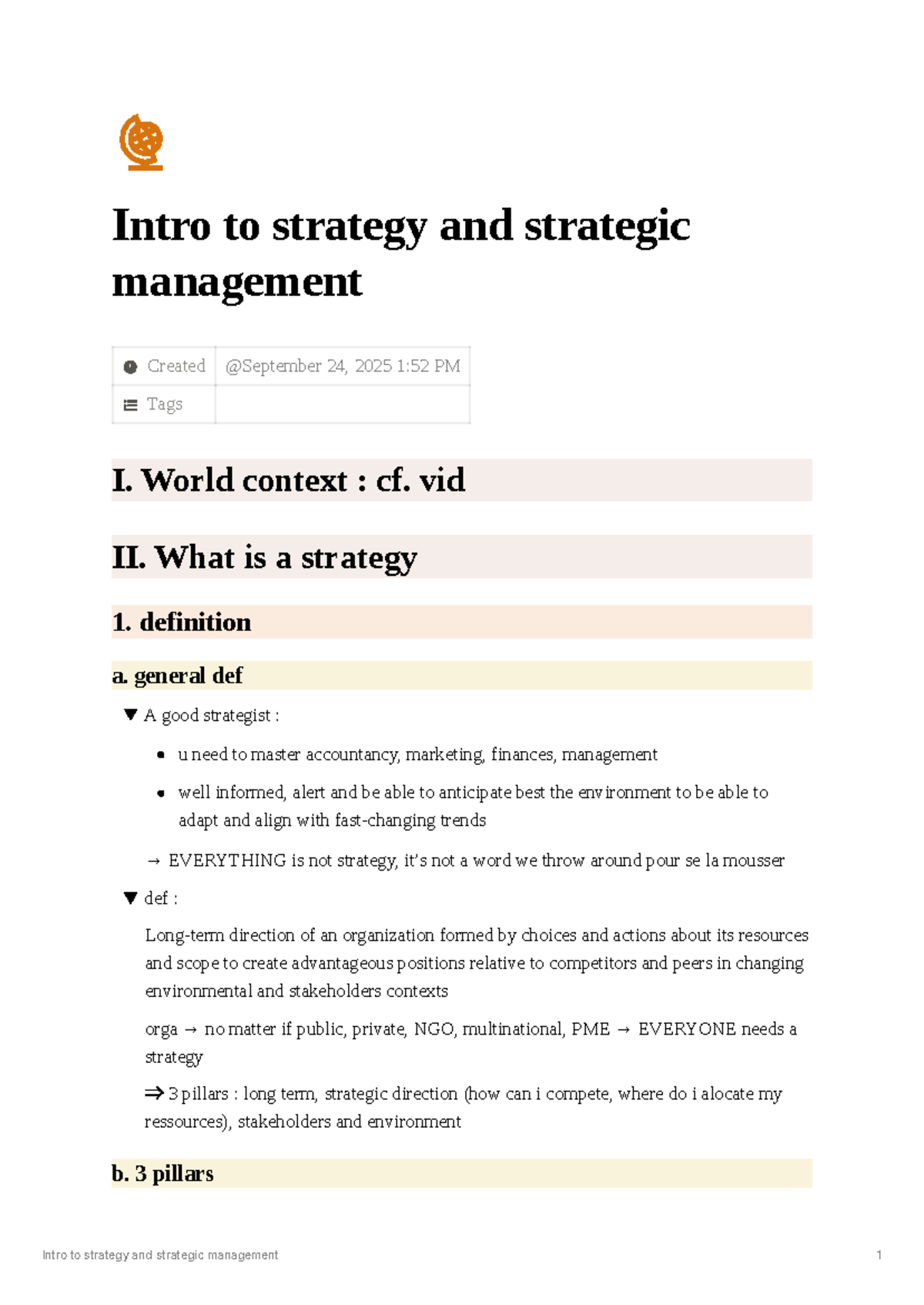 Course Notes: Intro to Strategy and Strategic Management (2025) - Studocu