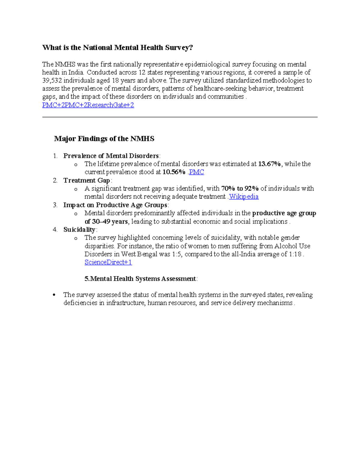 National Mental Health Survey (NMHS) Findings and Insights - Studocu