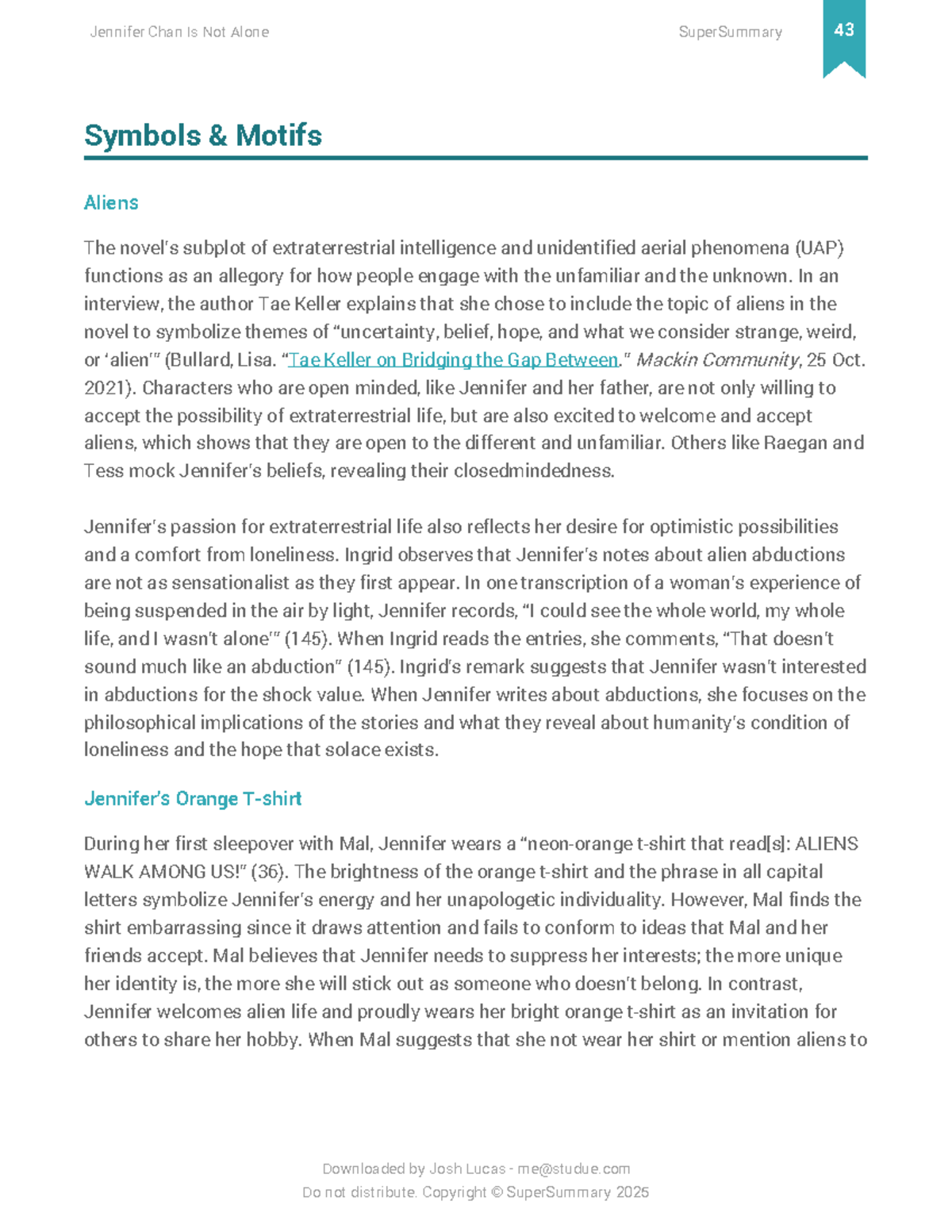 Jennifer Chan Is Not Alone - Super Summary Study Guide 44 - Symbols ...