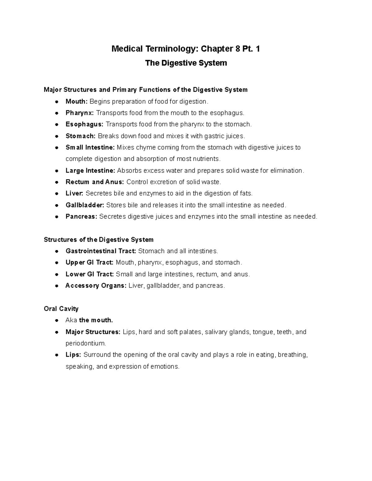 Med Terms Ch 8 Pt 1 - The Digestive System - Medical Terminology ...