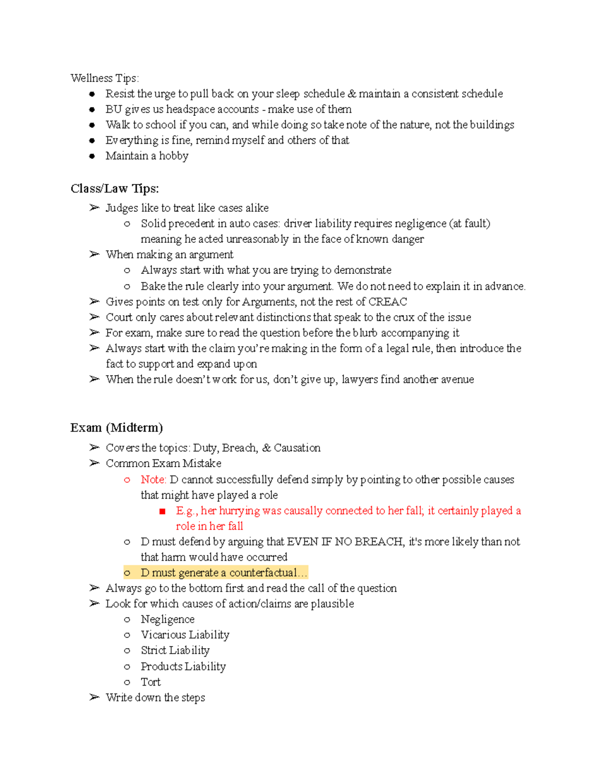 Torts Notes (LAW 101): Key Concepts and Exam Tips for Midterm Success ...