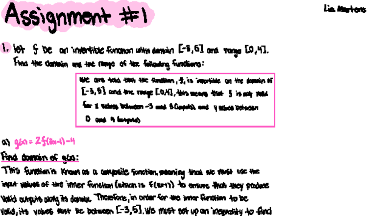 Calculus Assignment 1: Analyzing Invertible Functions and Limits - Studocu