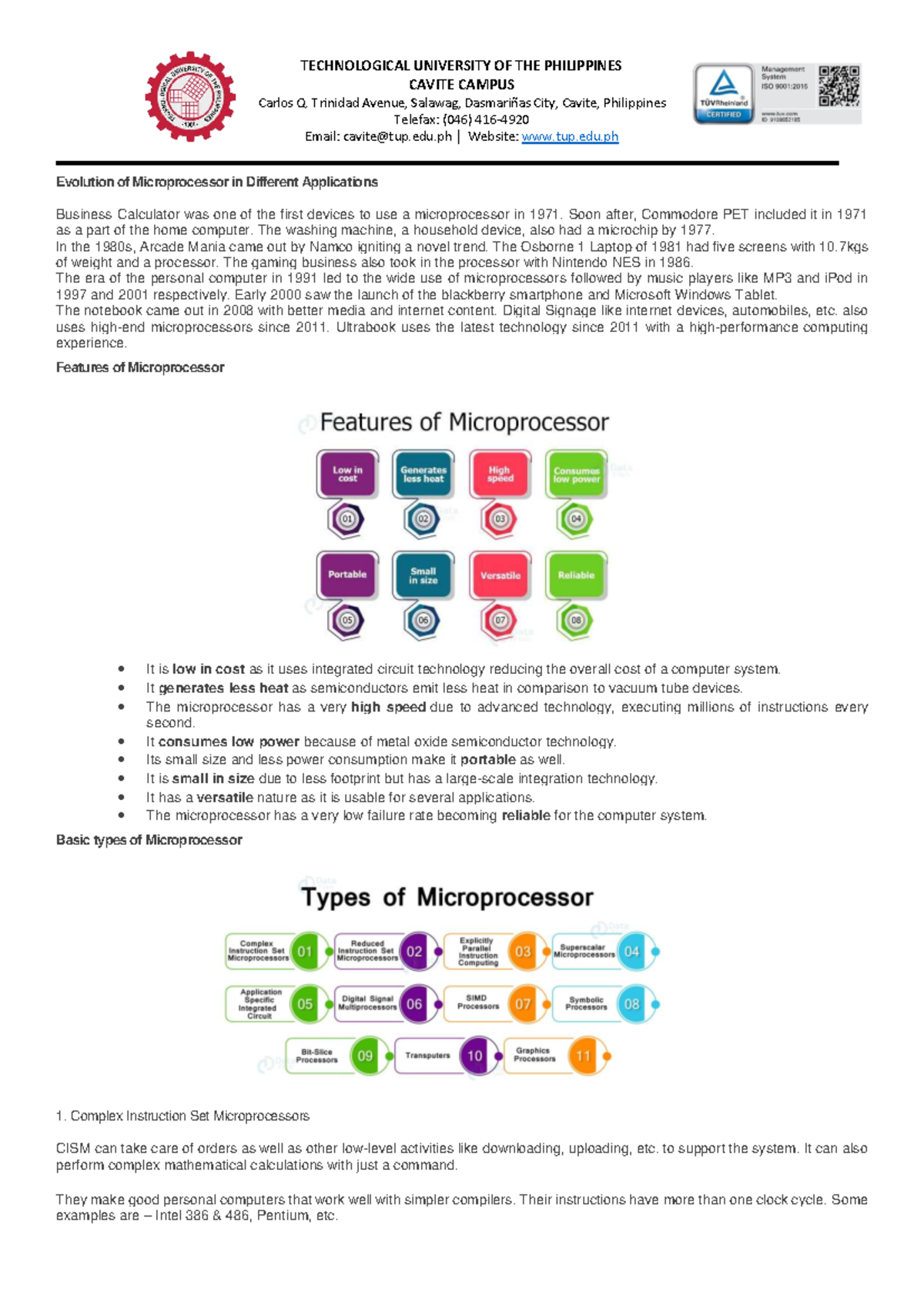Evolution of Microprocessors in Various Applications: A Study - Studocu