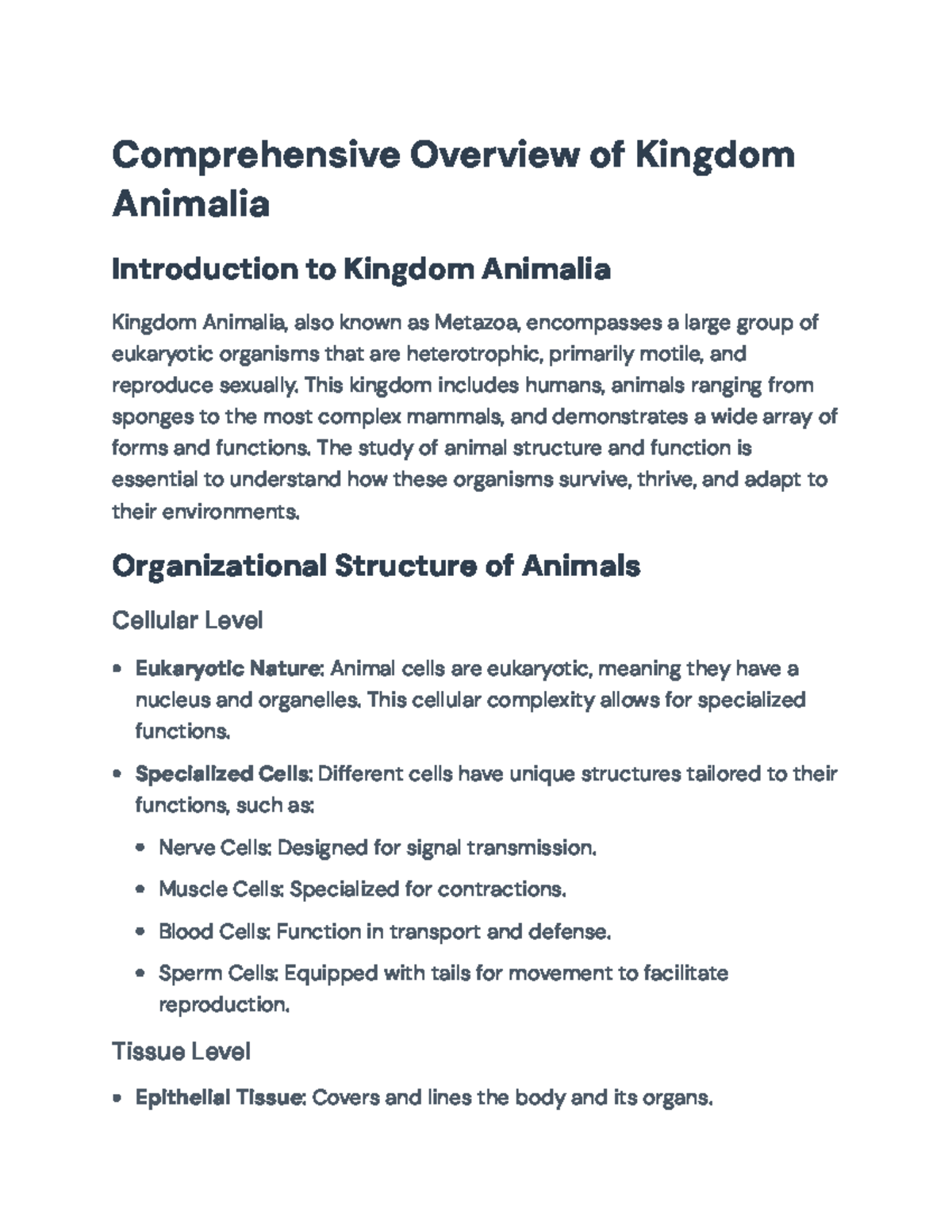 Comprehensive Guide to Kingdom Animalia: Structure & Nutrition Overview ...
