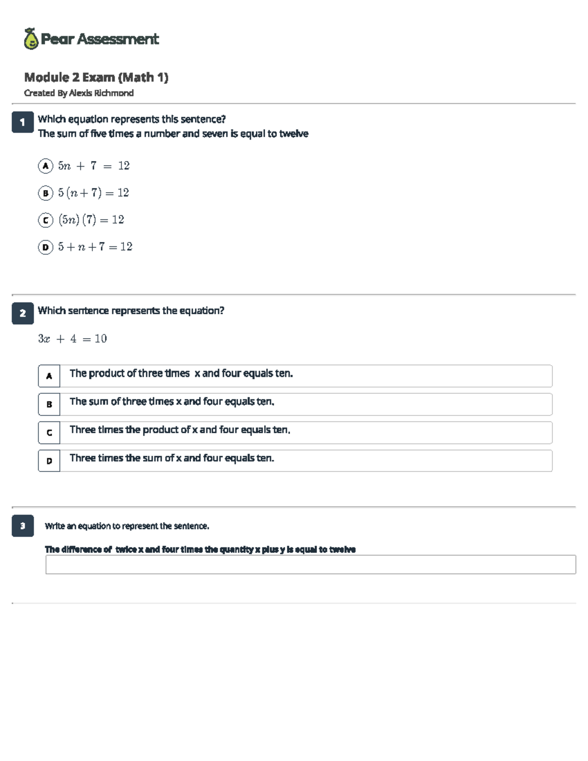 Module 2 Math Exam (Math 1) - Problem Sets & Solutions - Studocu