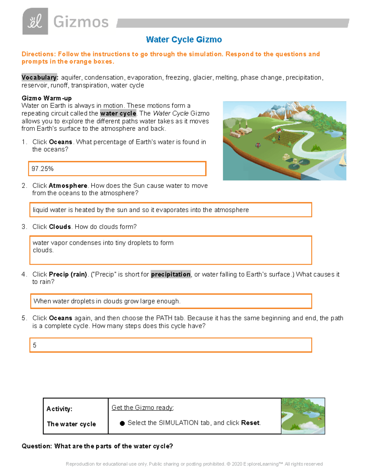 Water Cycle Gizmo Simulation Activity Instructions - Studocu