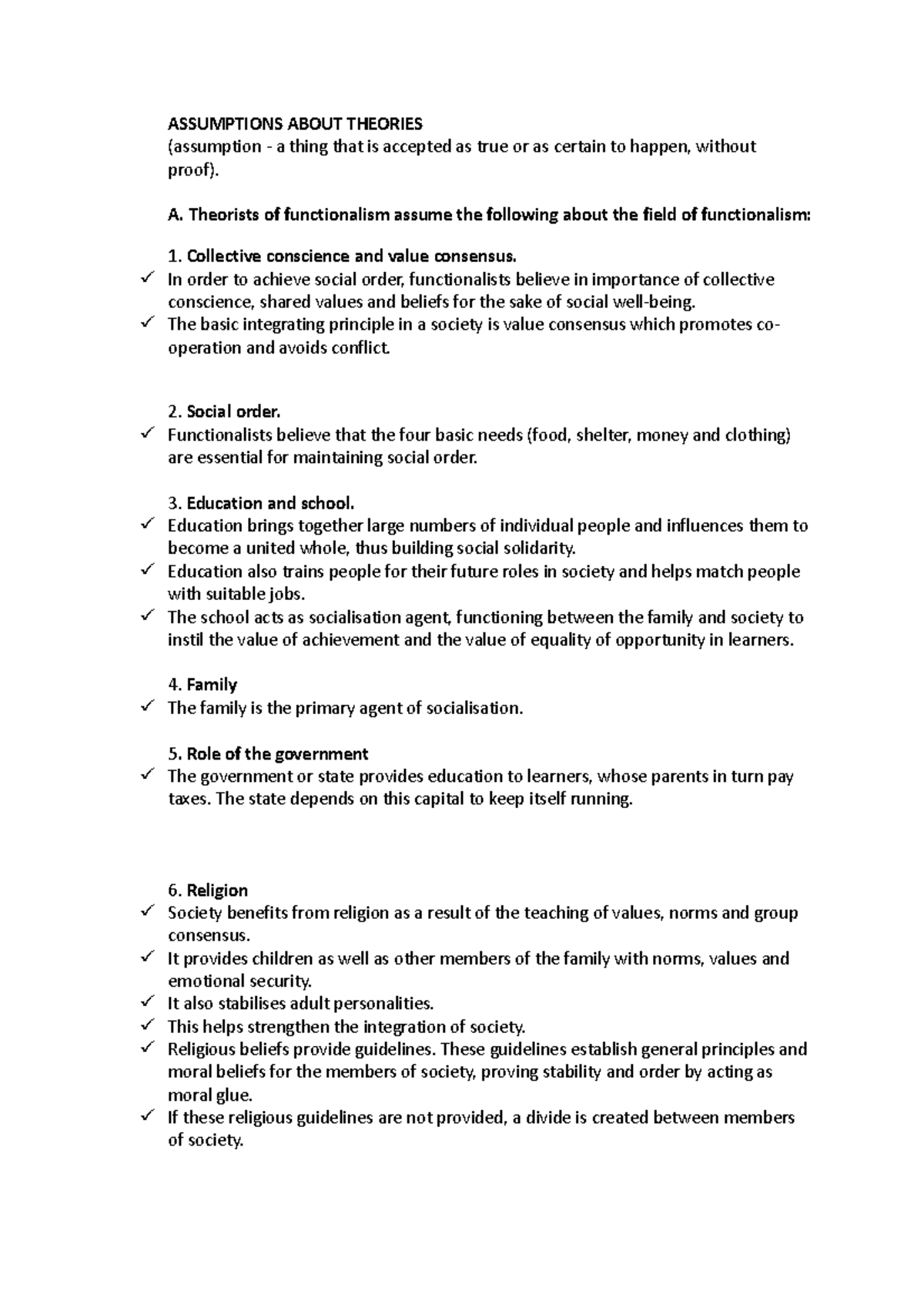 SOCI101: Assumptions of Functionalism and Conflict Theory in Society ...
