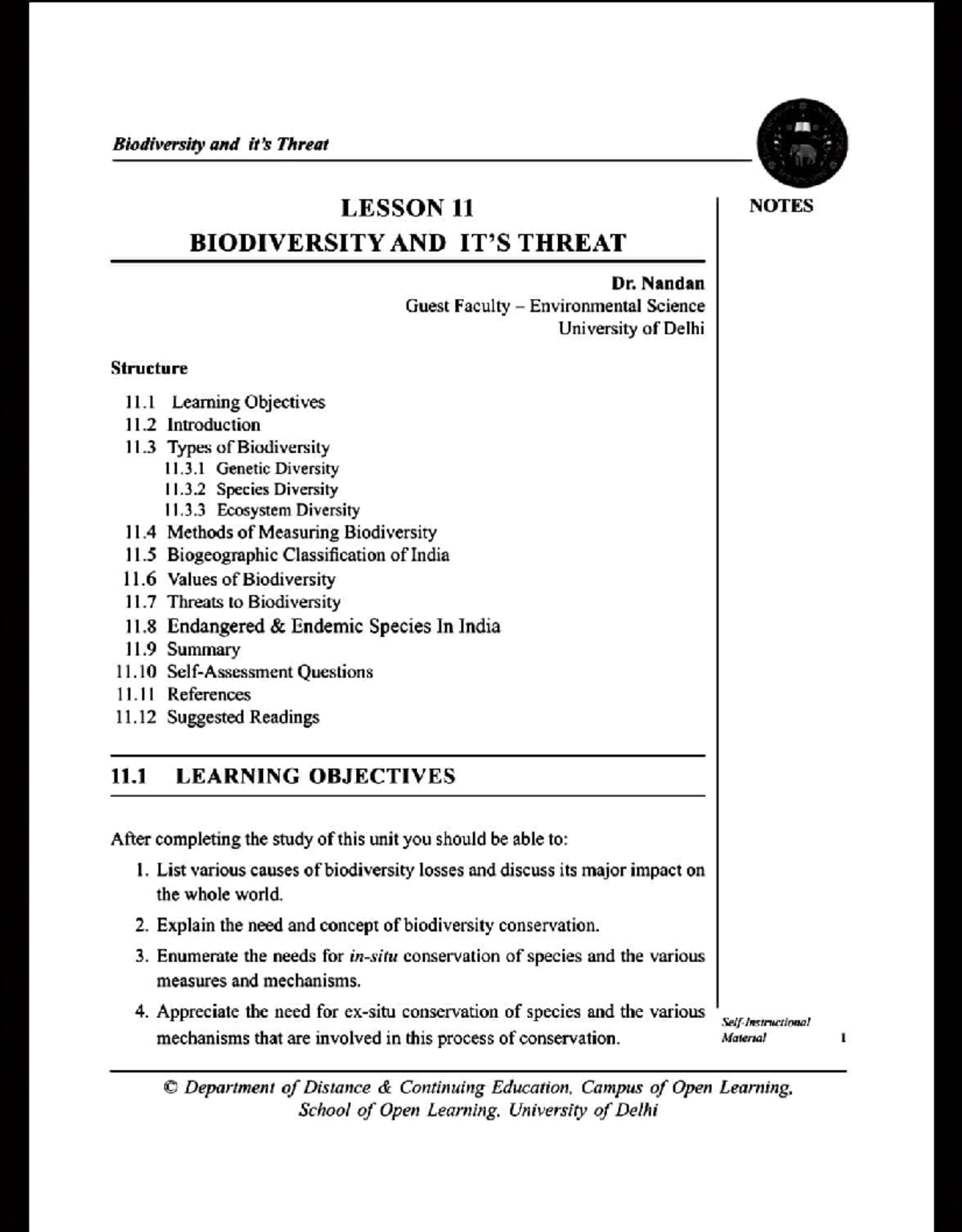 EVS 101: Lesson 11 - Biodiversity and Threats Overview and Notes - Studocu