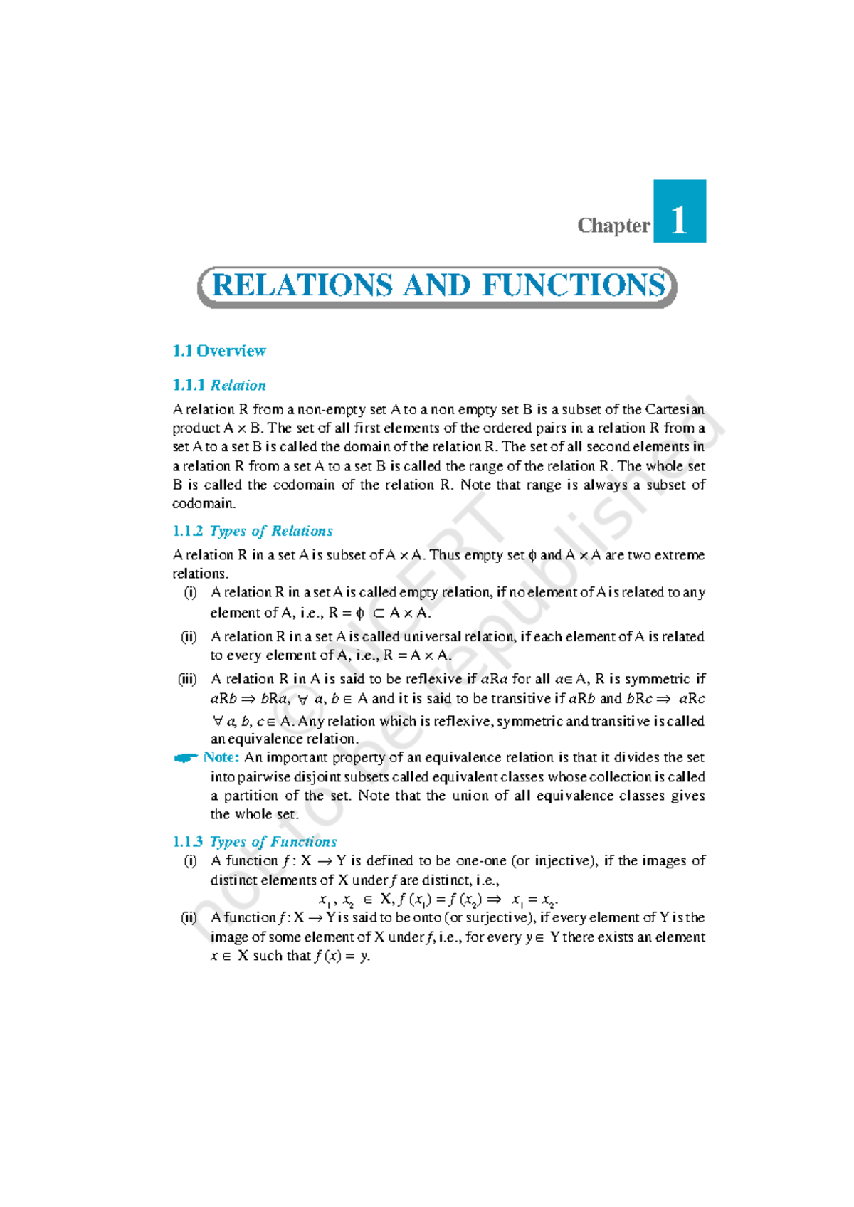 Chapter 1: Relations and Functions - NCERT Overview - Studocu