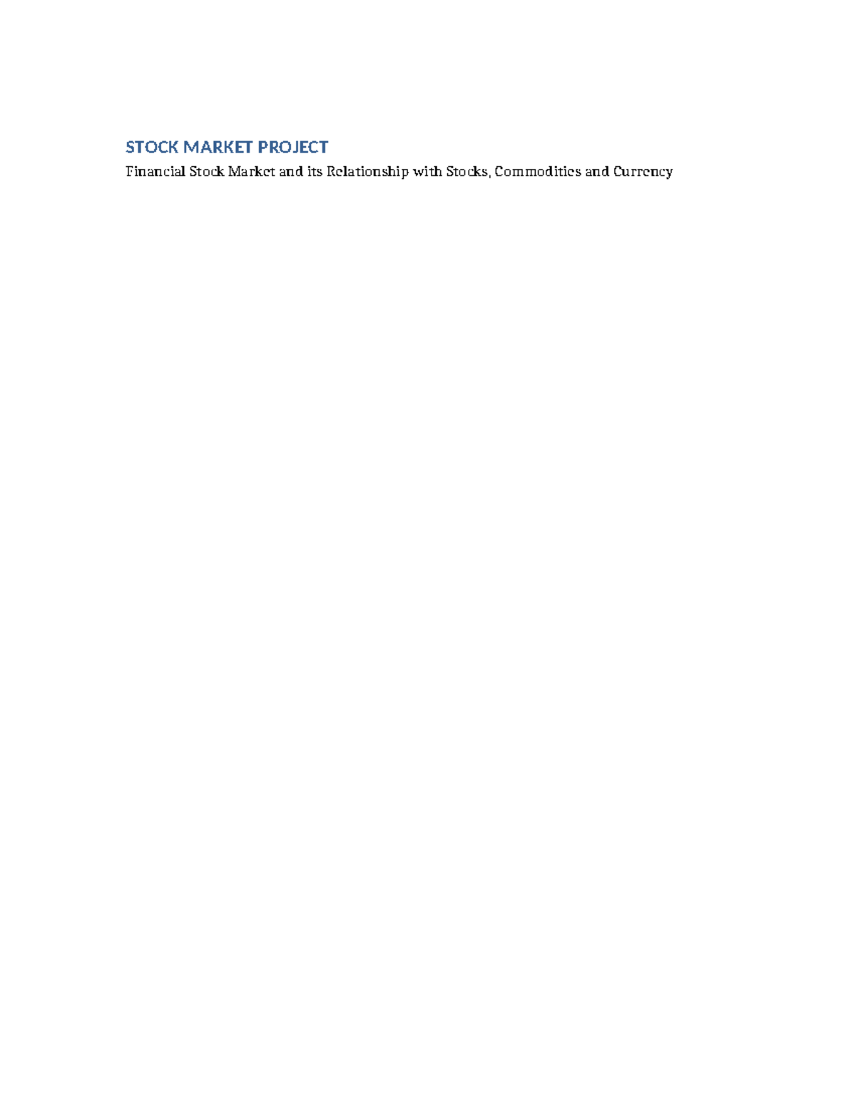 Final Project on Financial Stock Market Dynamics - Studocu
