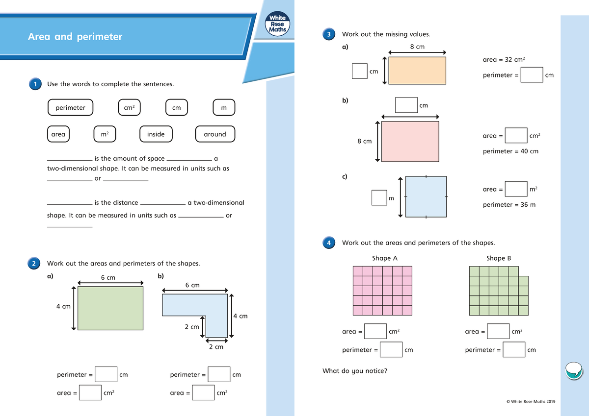 Year 6 WRM: Area, Perimeter, and Volume Concepts - Studocu