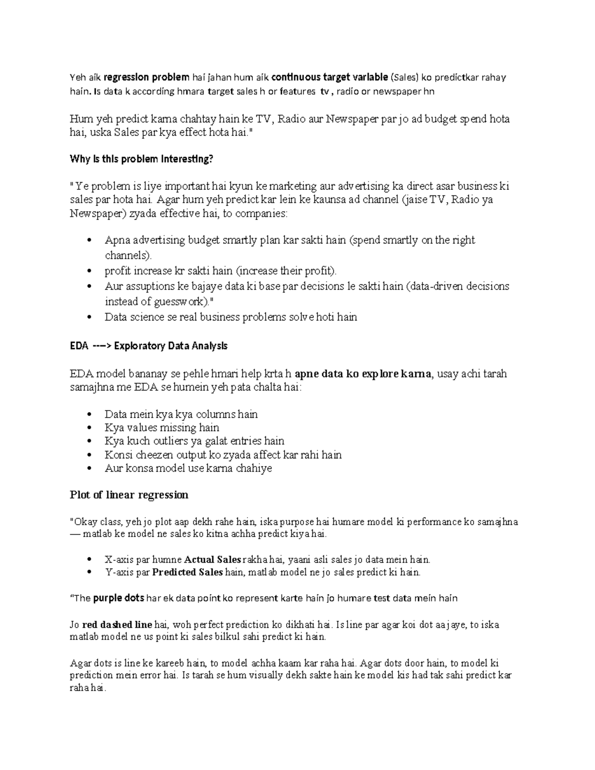 Linear Regression Analysis for Sales Prediction (Course Code: EDA ...