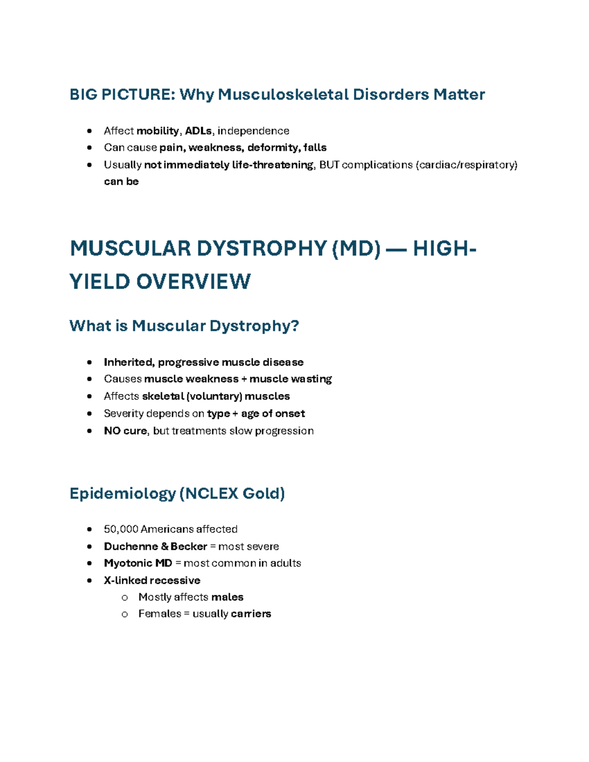 Muscular Dystrophy (MD) - High-Yield Overview & Nursing Management ...