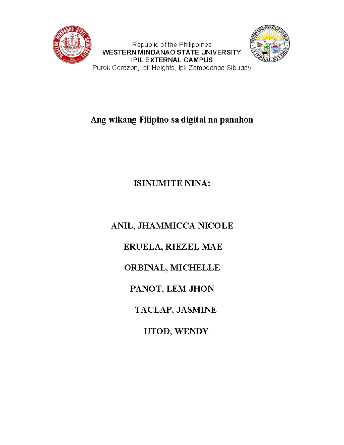 Wikang Filipino sa dig - Educational - Republic of the Philippines ...