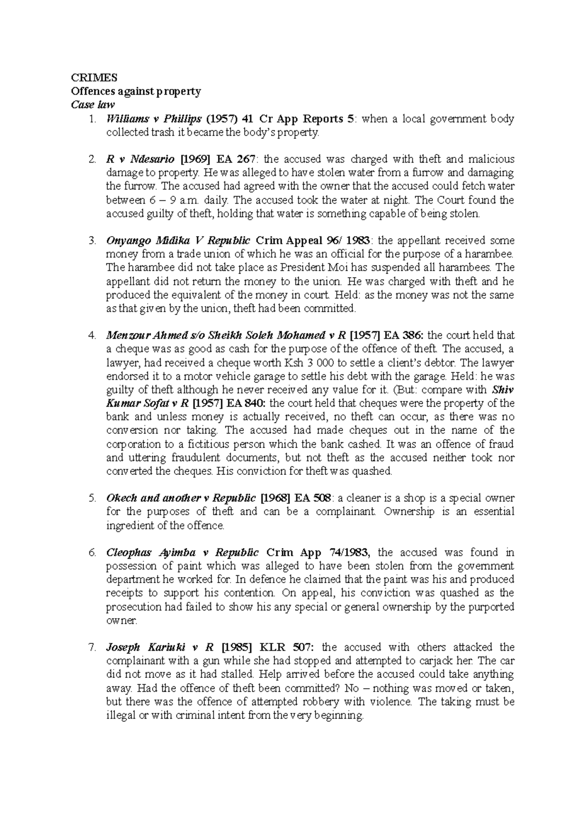 Property Offences Case Law Analysis for Criminal Justice (Laws 101 ...