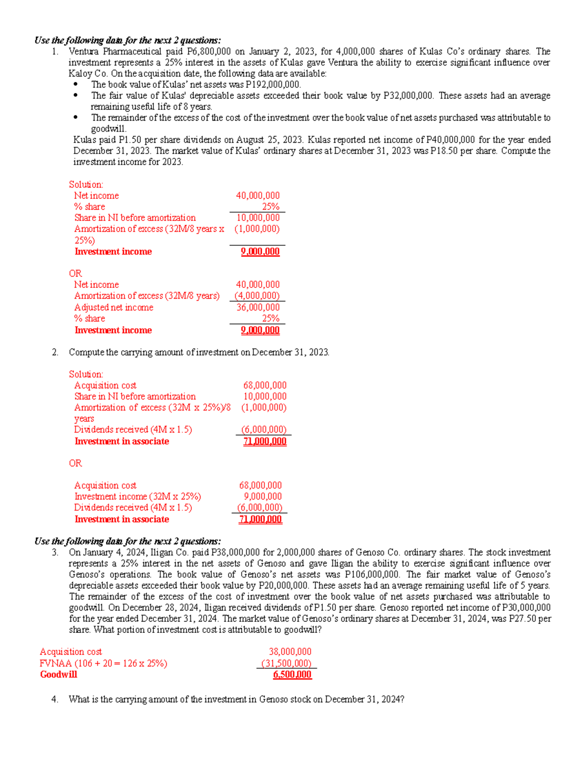 Acctg 202 A Preliminary Exam Solutions with Detailed Computations - Studocu